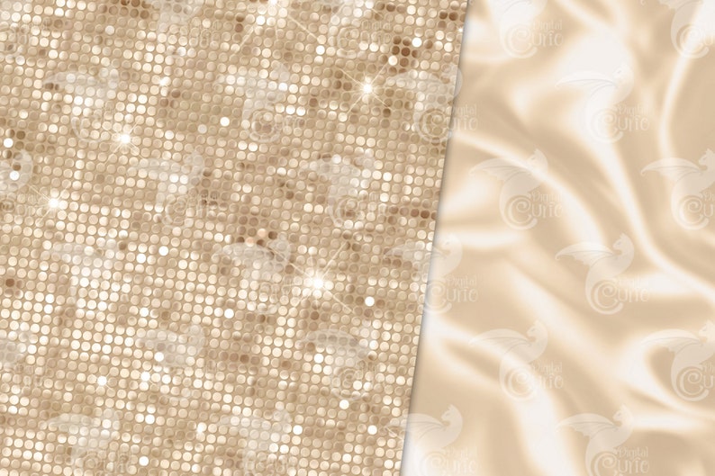 Champagne Glitter Textures – Seamless Metallic Digital Paper (digital ...