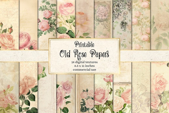 Printable Old Rose Paper Textures vintage rustic shabby | Etsy