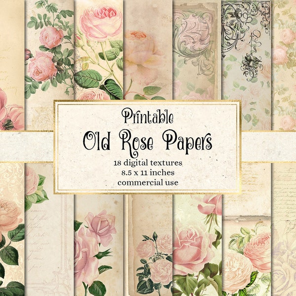 Vintage Rose Paper - Etsy