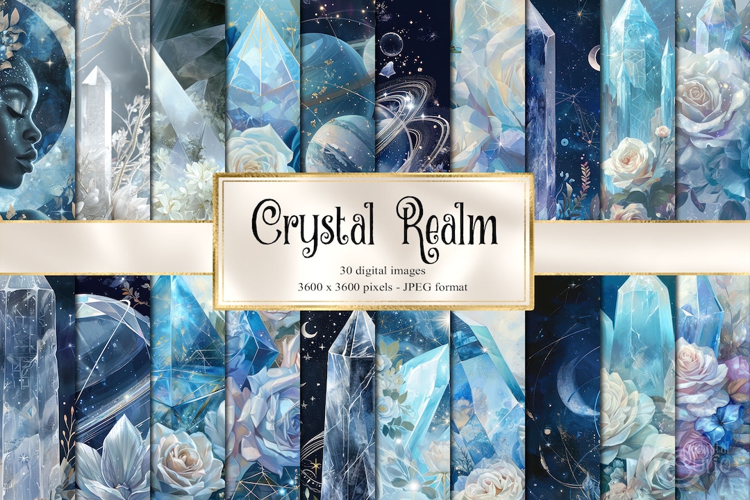 Crystal Realm Digital Paper, Magic Digital Paper Fantasy Scrapbook ...