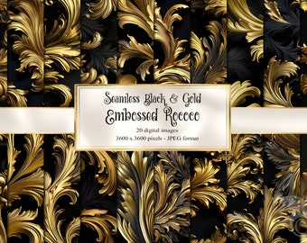 Green and Gold Rococo Digital Paper, Rococo Digital Paper, Gold Foil ...