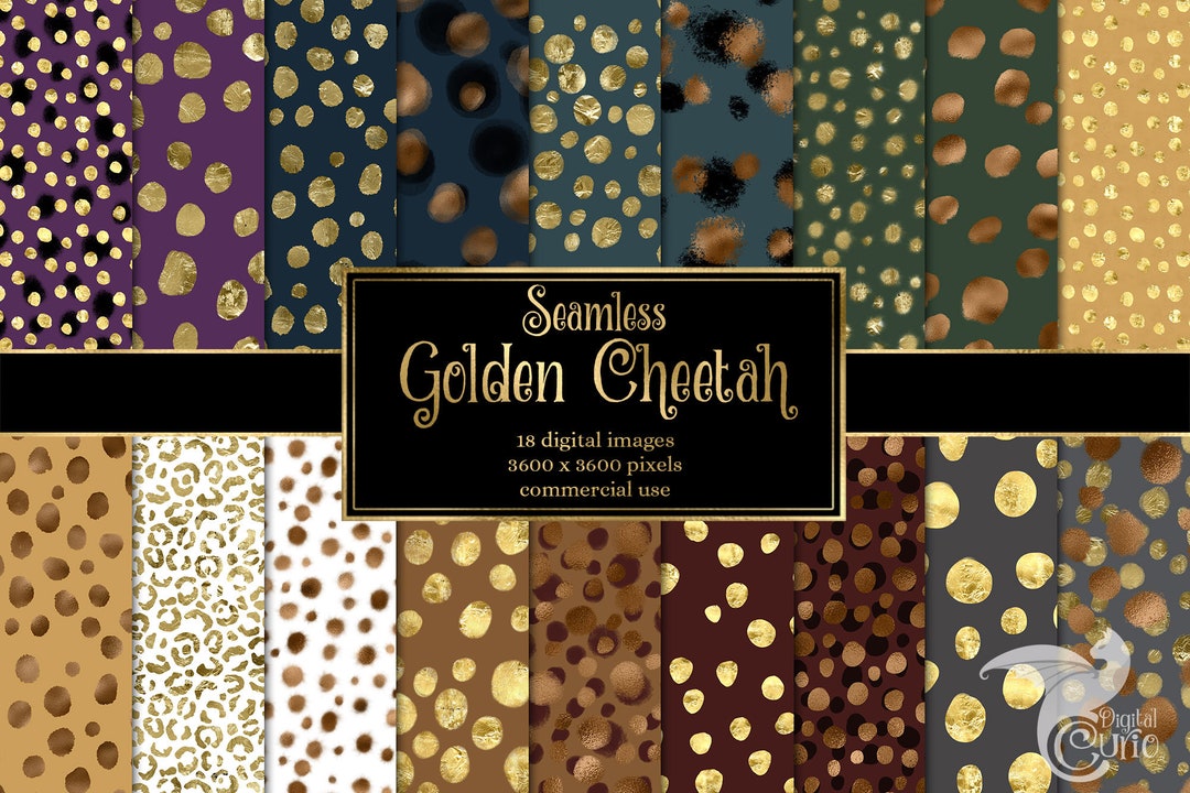 Golden Cheetah Digital Paper, Seamless Cheetah Skin Pattern Backgrounds ...