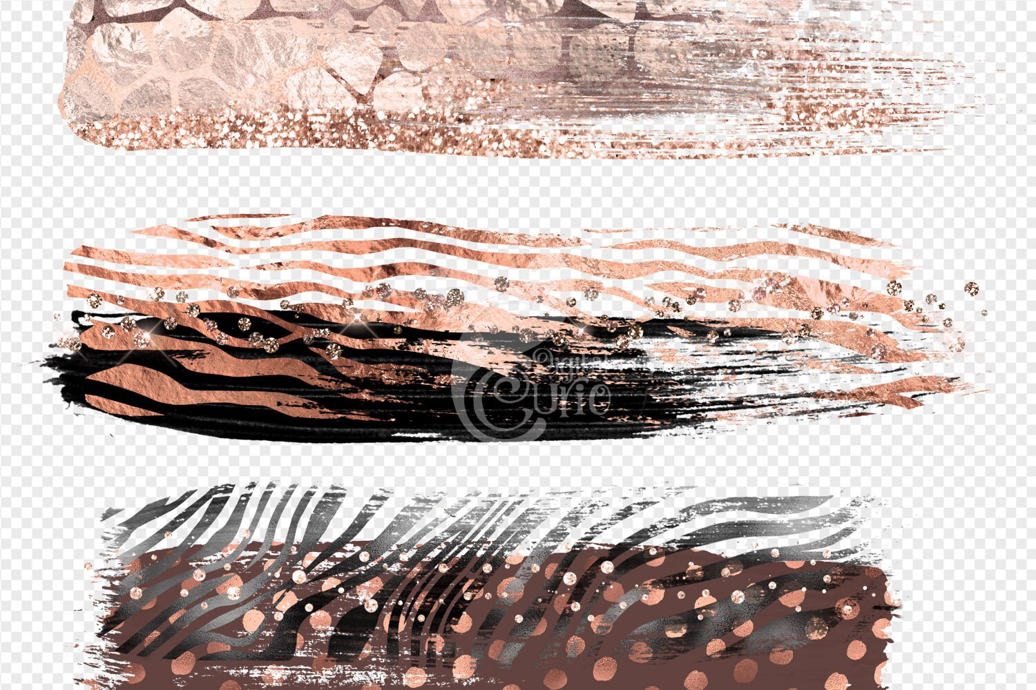 Rose Gold Safari Brush Strokes Clipart With Glitter and Foil | Etsy