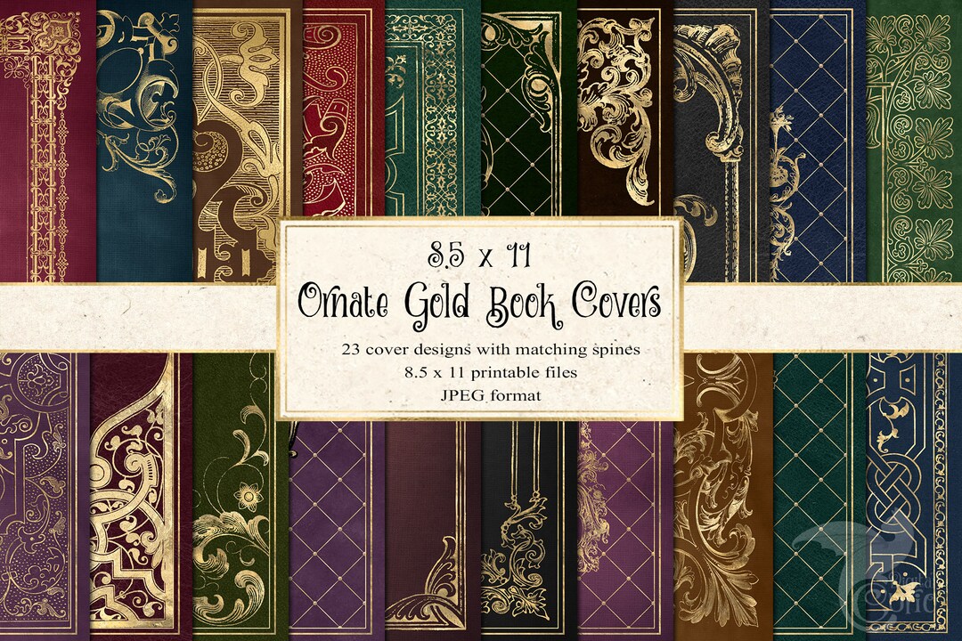 Ornate Gold Book Cover Designs, Vintage Style (digital Download) - Etsy