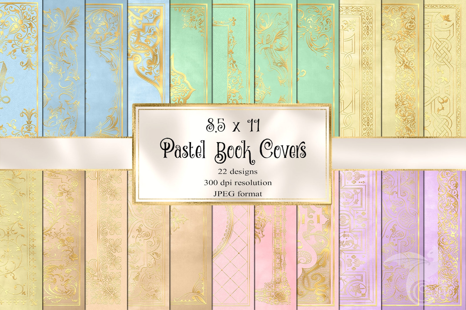 Pastel Book Covers Printable Decorative Gilded Book Covers - Etsy