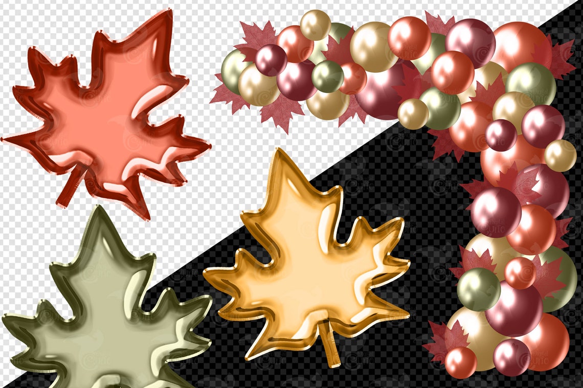Fall Balloons Clipart Autumn Glitter Balloon Arch Png Digital - Etsy