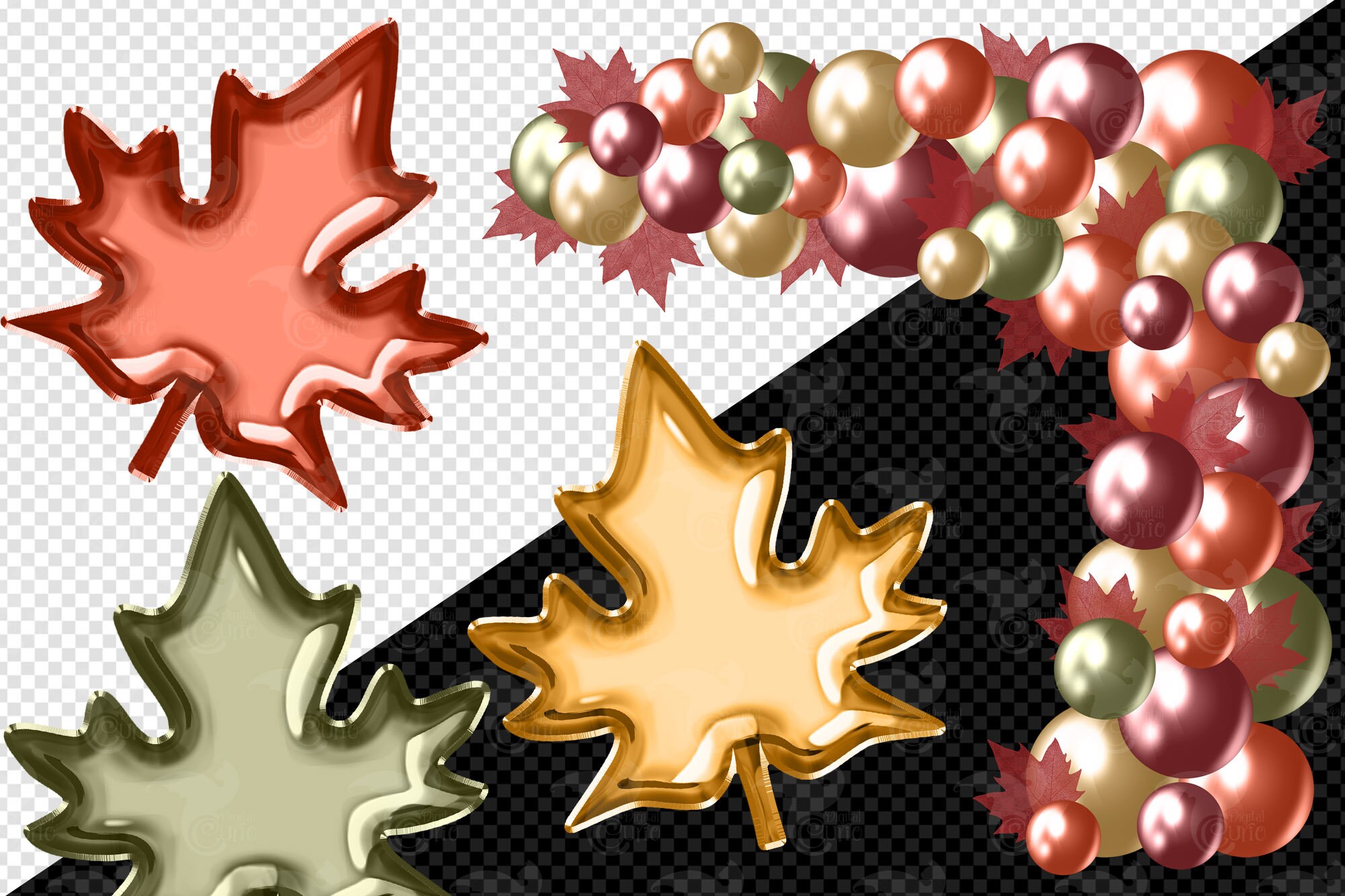 Fall Balloon Clipart, Autumn Glitter Overlays (digital Download) - Etsy