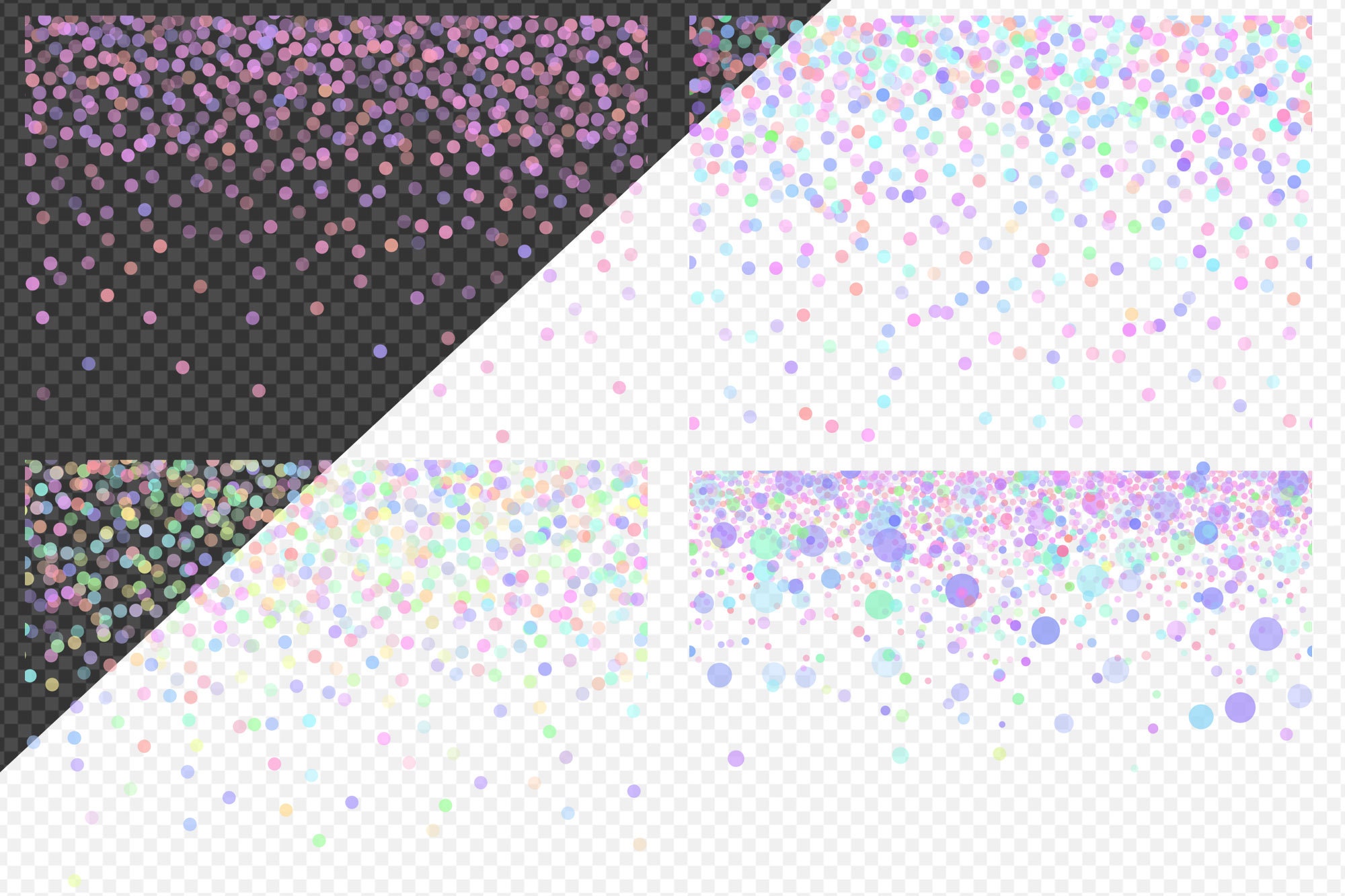 Pastel Confetti Borders – Seamless PNG Overlays (digital Download) - Etsy