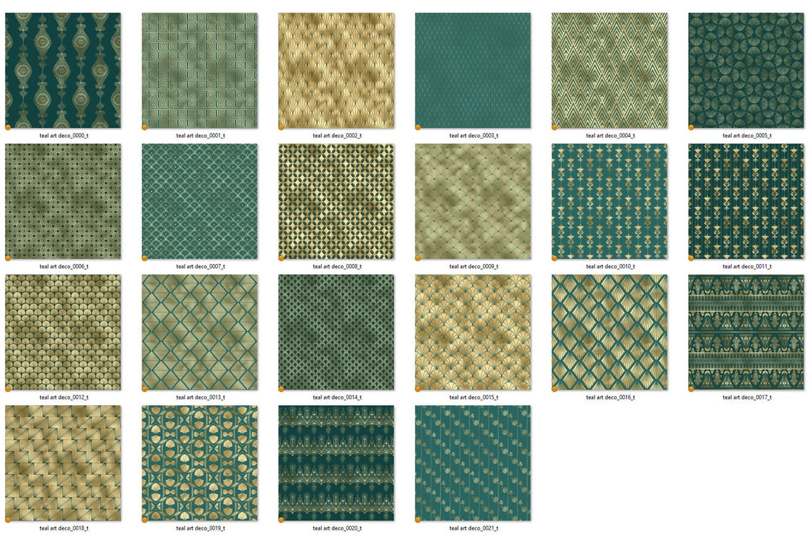 Teal and Gold Art Deco Digital Paper Seamless Deco Patterns - Etsy