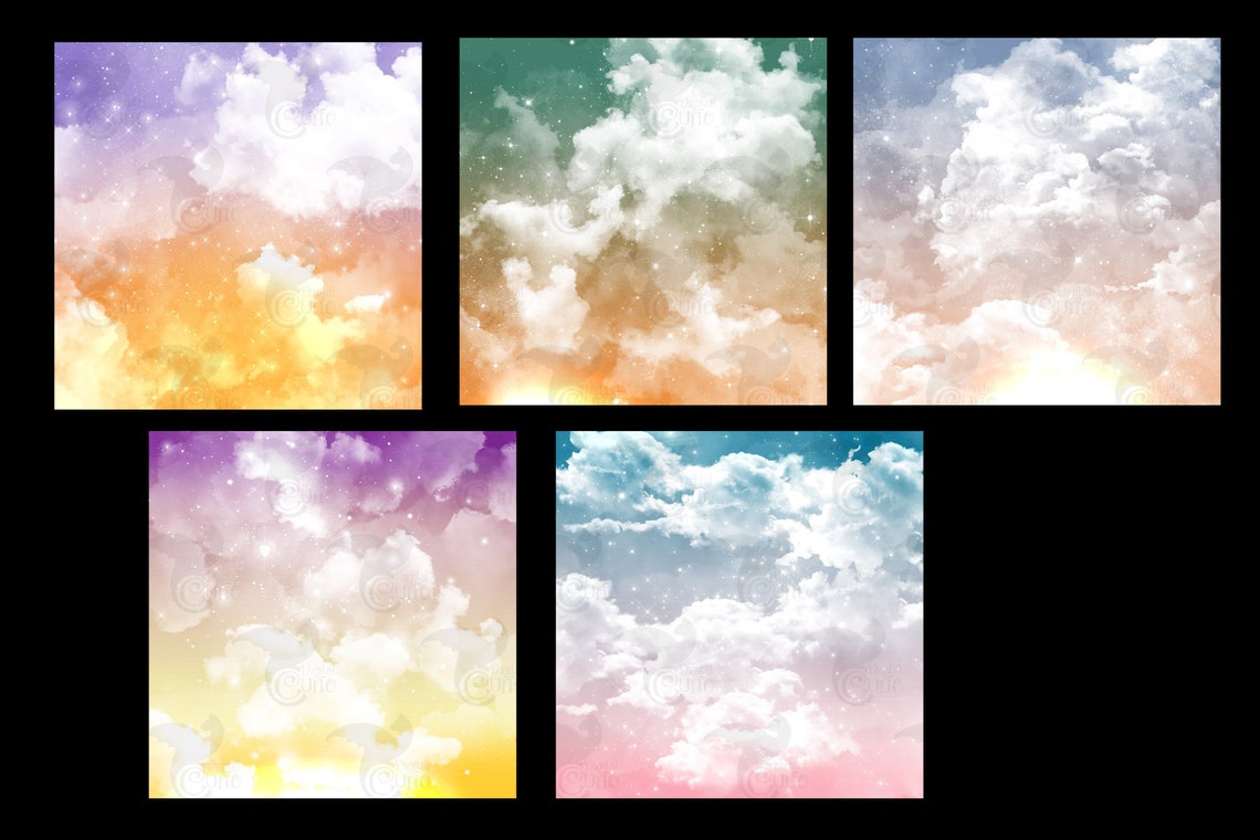 Sunset Cloudy Skies Digital Paper, Ombre Backgrounds (digital Download ...
