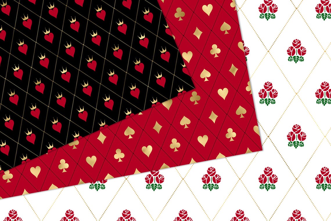Queen of Hearts Digital Paper – Royal Crowns and Diamonds (digital ...