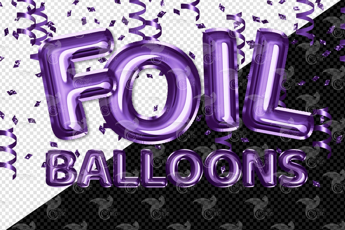 Violet Foil Balloon Alphabet Clip Art – Party Graphics (digital ...