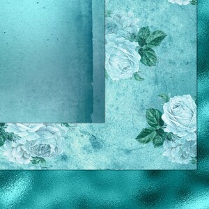 Turquoise Textures Digital Paper, Printable Scrapbook Paper With Teal ...