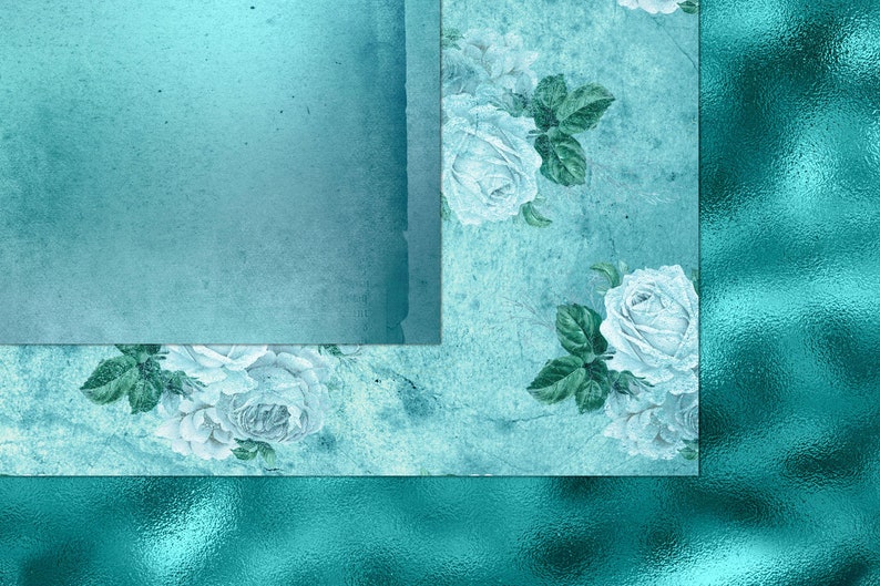 Turquoise Textures Digital Paper, Printable Scrapbook Paper With Teal ...