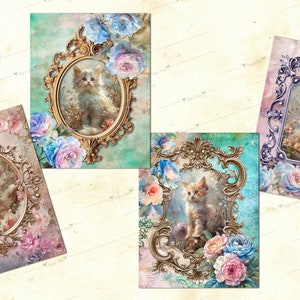 Romantic Spring Kittens Journal Paper, Notebook Digital Paper Junk ...