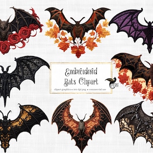 Embroidered Bats Clipart - Halloween Cute Embroidery Vampire Bats PNG ...