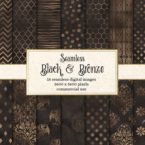 Black and Copper Digital Paper Black and Bronze Seamless - Etsy