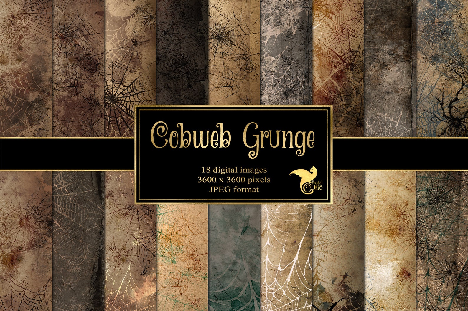 Cobweb Grunge Digital Paper, Printable Scrapbook Paper Halloween ...