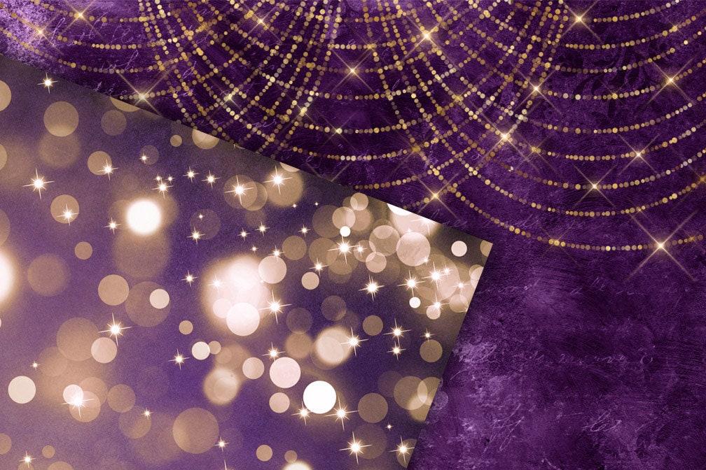 Purple and Gold Bokeh Lights Digital Paper Gold and Purple - Etsy