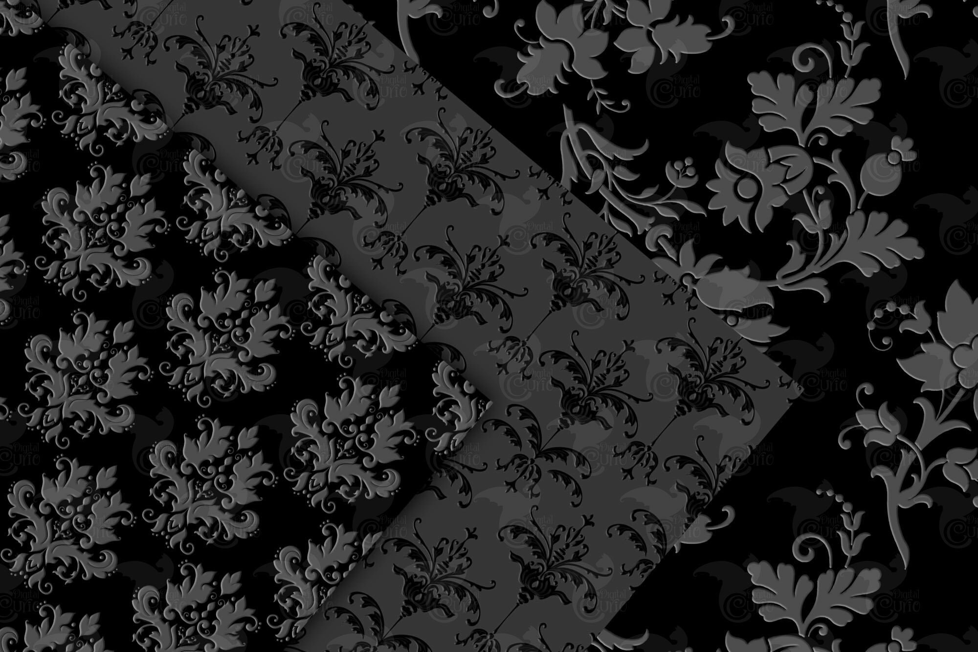 Black Damask Digital Paper Gothic Digital Paper Seamless - Etsy