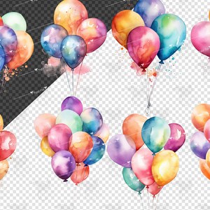 Watercolor Rainbow Balloons Clipart, PNG Clip Art Graphics Instant ...