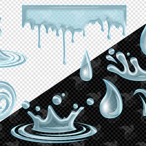 Water Drips and Splashes Clipart - Digital Clip Art Overlays Instant ...
