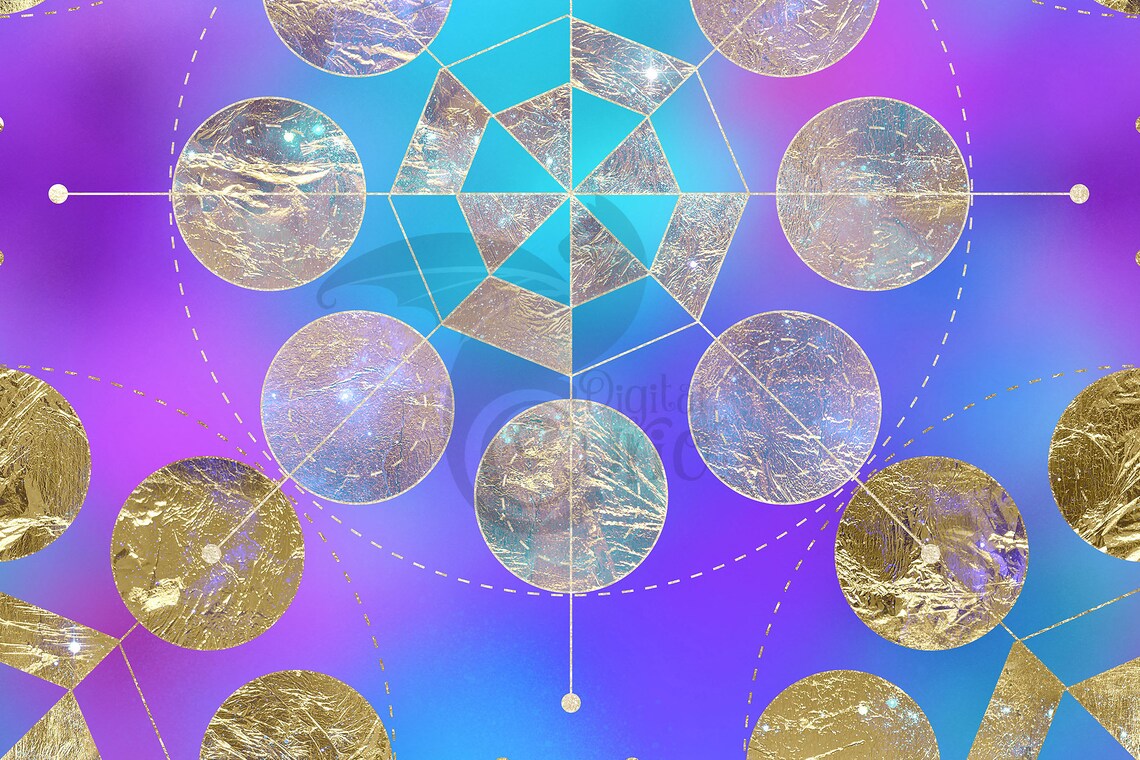Gold Sacred Geometry Digital Paper Seamless Patterns With - Etsy