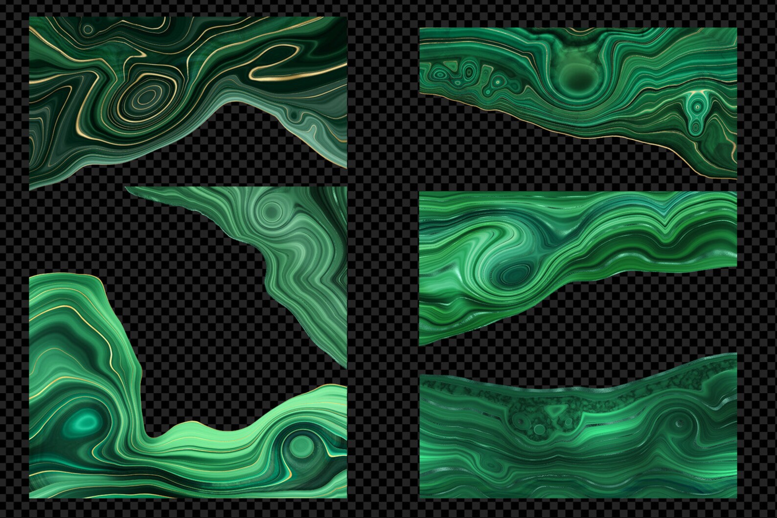 Strata Malachite Digital Paper and Border Overlays With Gold - Etsy