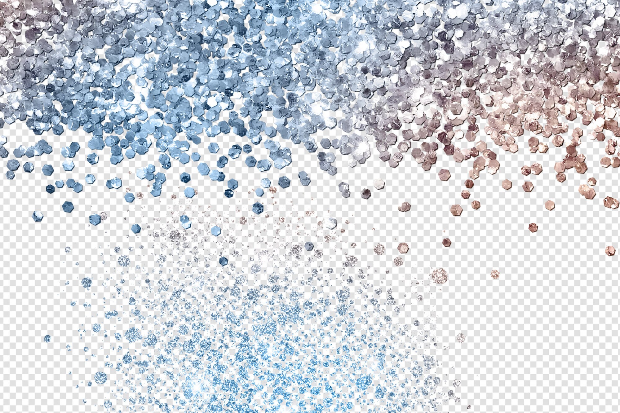 Rose Gold and Blue Glitter Elements Clipart Graphics in PNG | Etsy