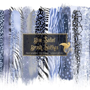 Blue Safari Brush Strokes Clipart, Glitter & Foil (digital PNG) - Etsy