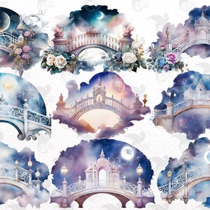 Watercolor Celestial Bridges Clipart – Fantasy Galaxy PNG (digital ...
