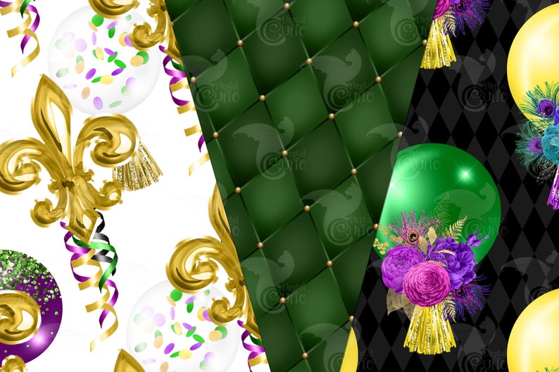 Mardi Gras Balloon Digital Paper Seamless Patterns With - Etsy
