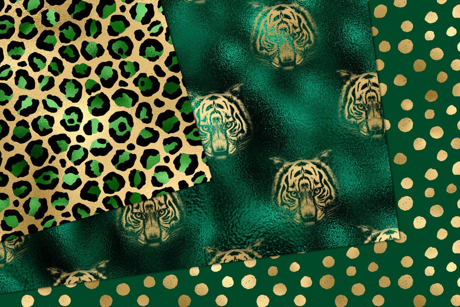 Emerald and Gold Animal Skins Digital Paper Seamless Green - Etsy