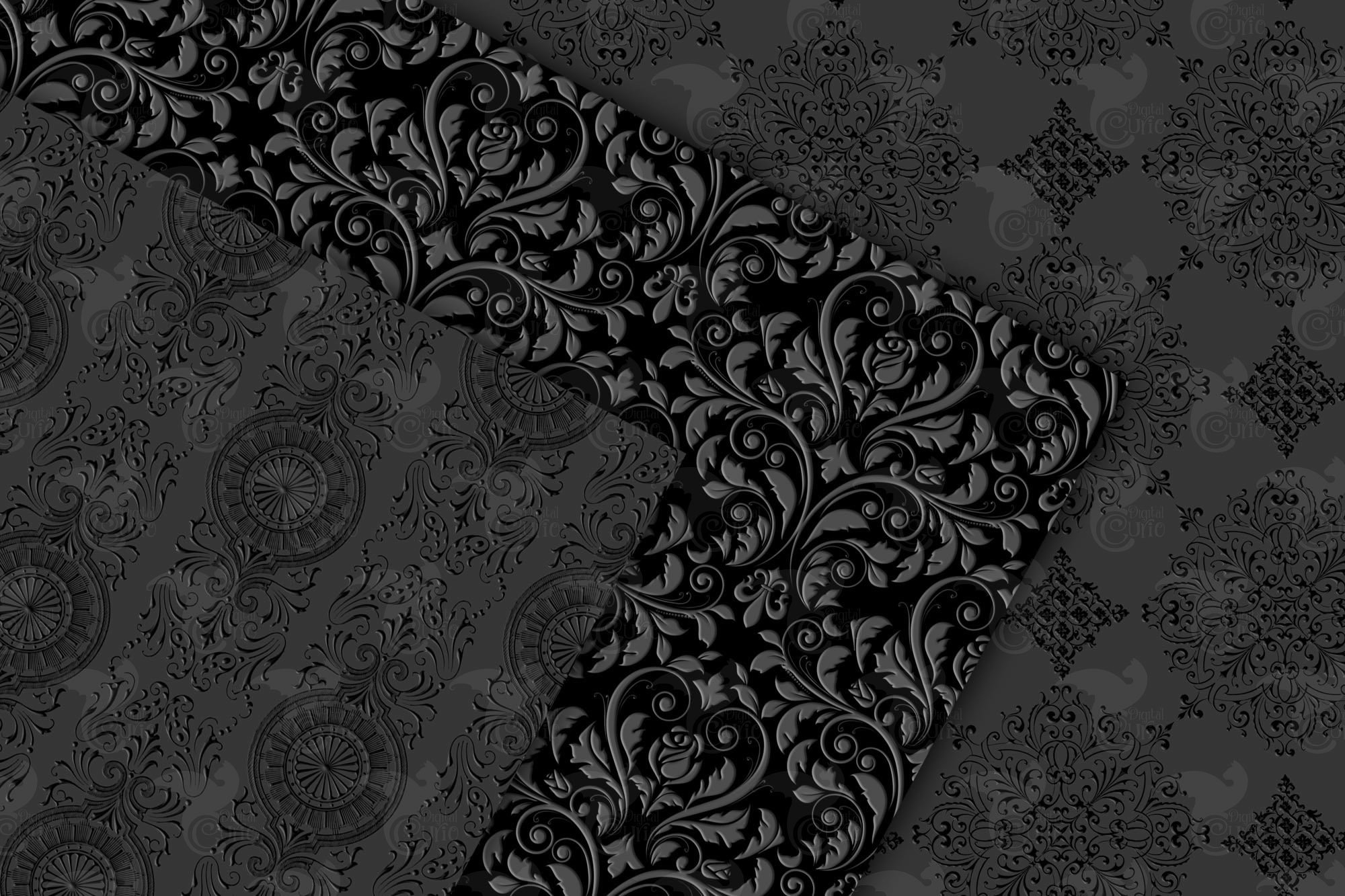 Black Damask Digital Paper Gothic Digital Paper Seamless - Etsy