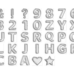 Silver Foil Balloon Alphabet Clip Art - Digital Instant Download ...