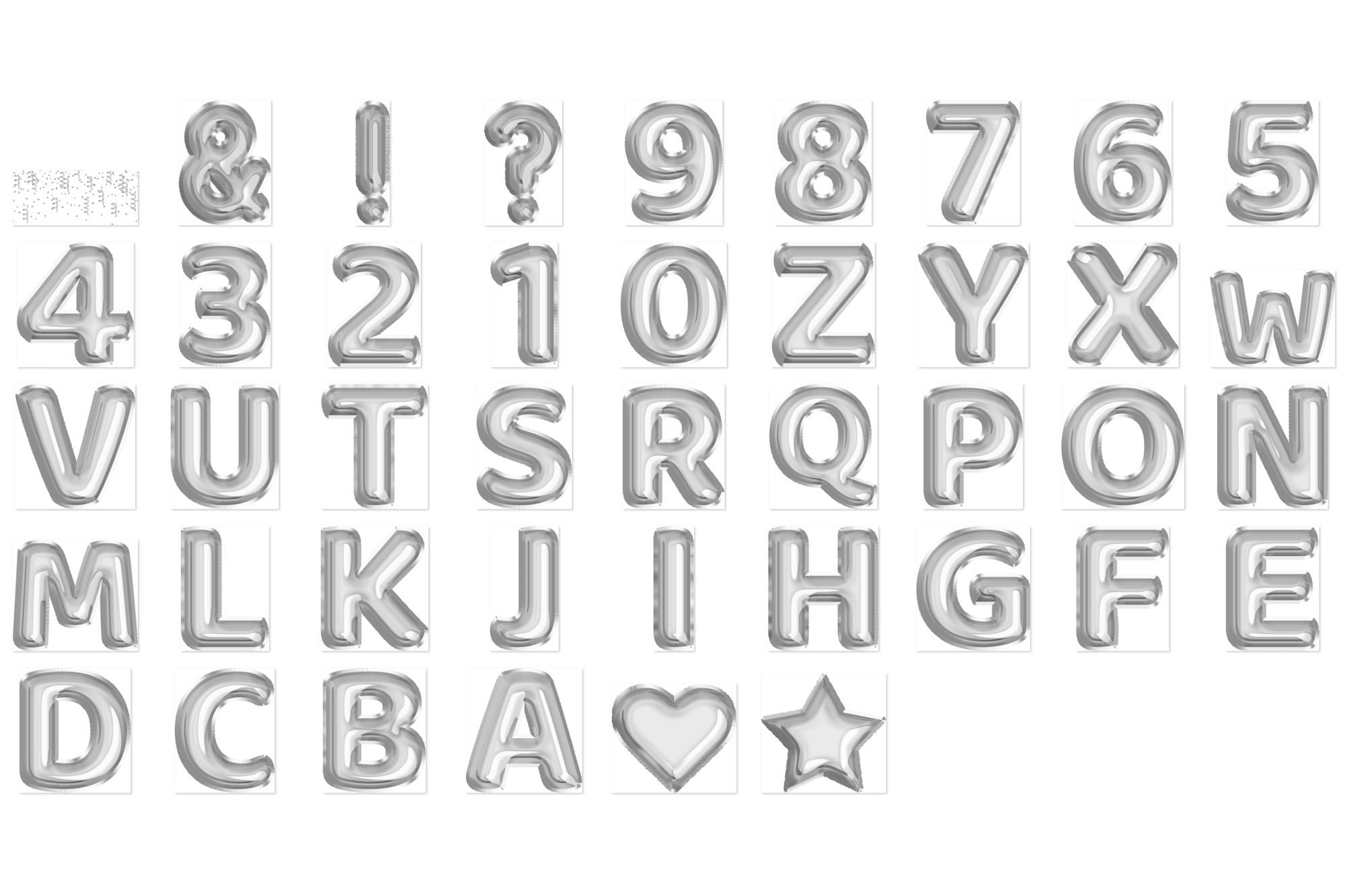 Silver Foil Balloon Alphabet Clip Art – PNG Graphics (digital Download ...