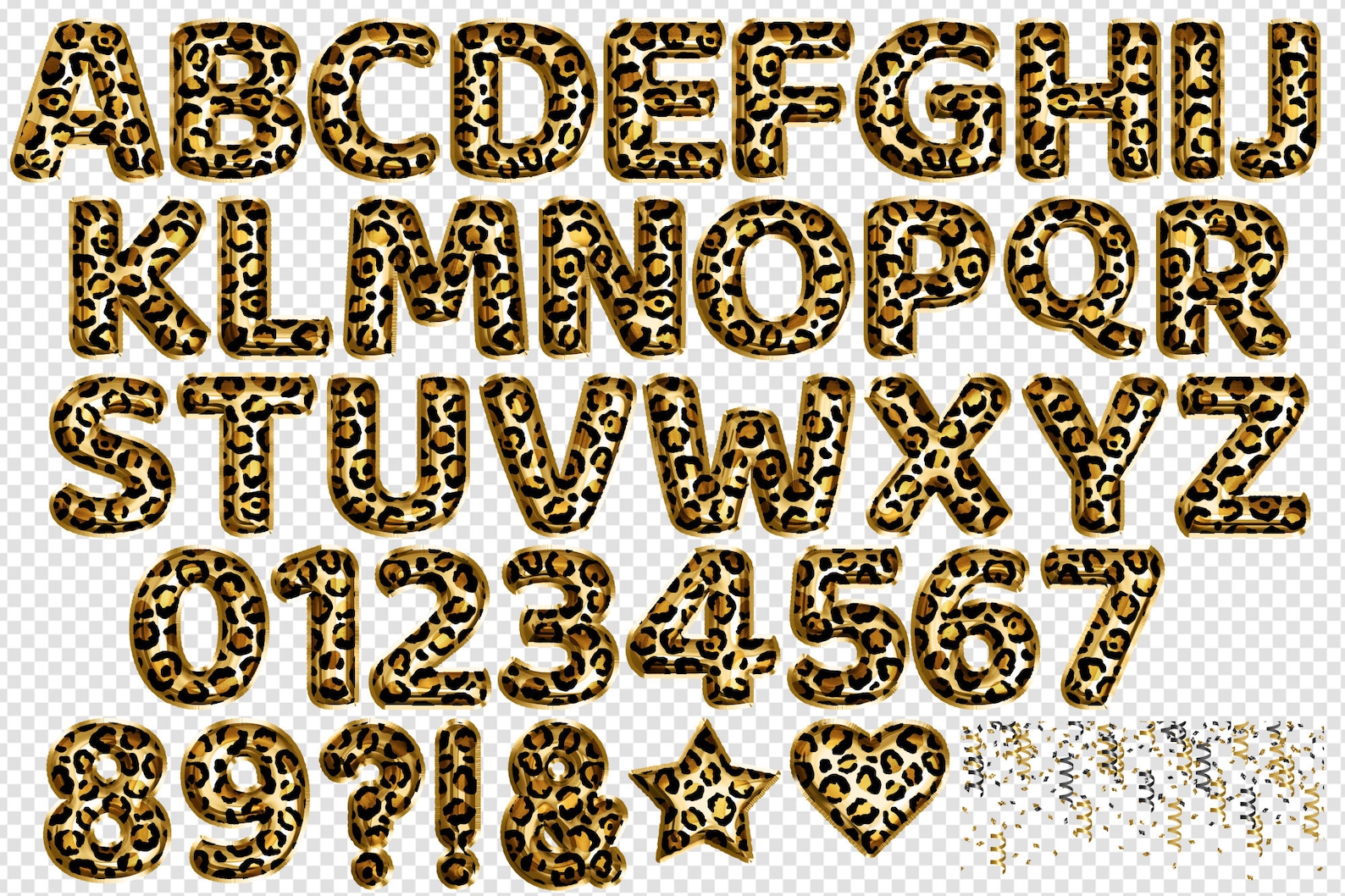 Leopard Foil Balloon Alphabet Clip Art Animal Print Digital - Etsy