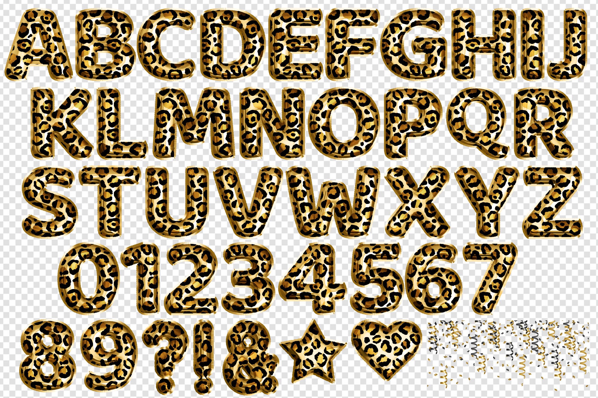Leopard Foil Balloon Alphabet Clip Art – PNG Graphics (digital Download ...