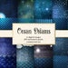Ocean Dreams Digital Paper Backgrounds, Fantasy Night Sky Scrapbook ...