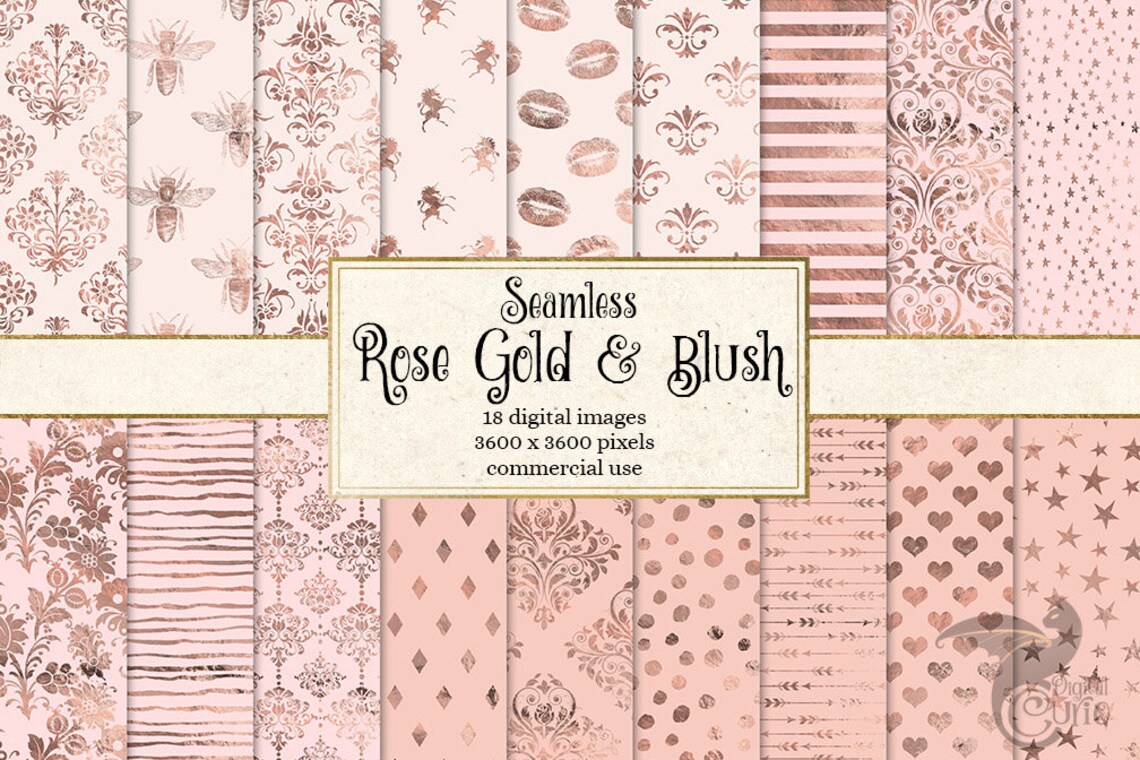 Rose Gold and Blush Digital Paper Seamless Pink and Rose Gold | Etsy
