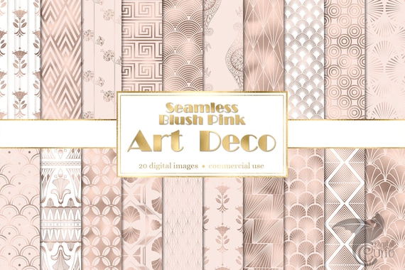 Blush Pink Art Deco Digital Paper Seamless Deco Patterns - Etsy