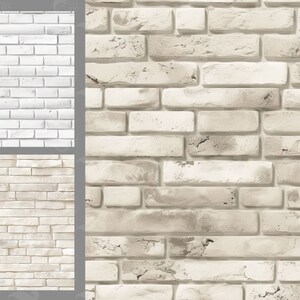 White Brick Textures Digital Paper, Seamless Rustic Brick Wall Digital ...