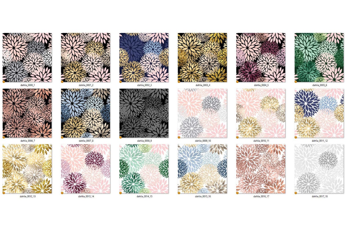 Dahlia Digital Paper Seamless Dahlia Patterns Rose Gold | Etsy