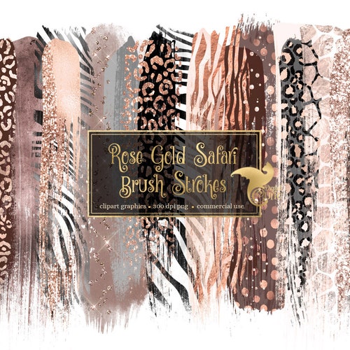 Turquoise Safari Brush Strokes Clipart With Aqua Glitter and - Etsy