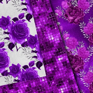 Royal Purple and Silver Floral Digital Paper, Seamless Purple Rose ...