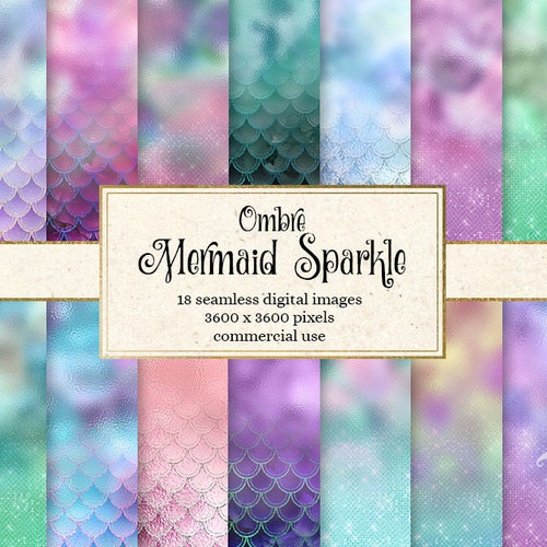 Silver Mermaid Pastel Digital Paper Backgrounds in Soft Ombre - Etsy