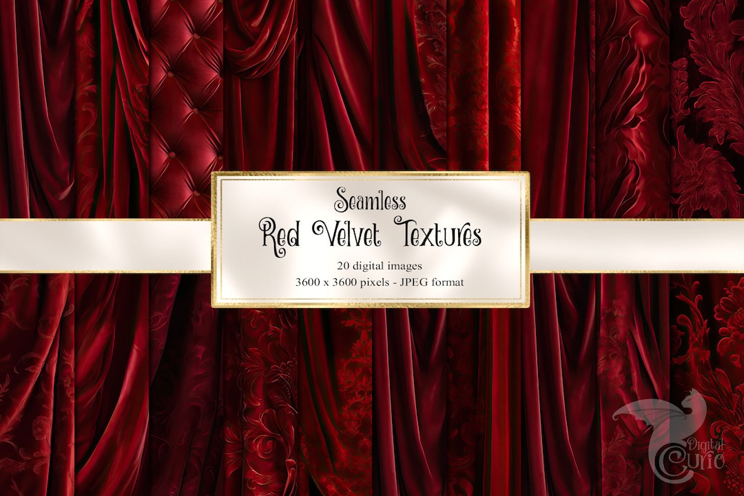 Red Velvet Digital Paper, Seamless Velvet Damask Patterns, Theater ...