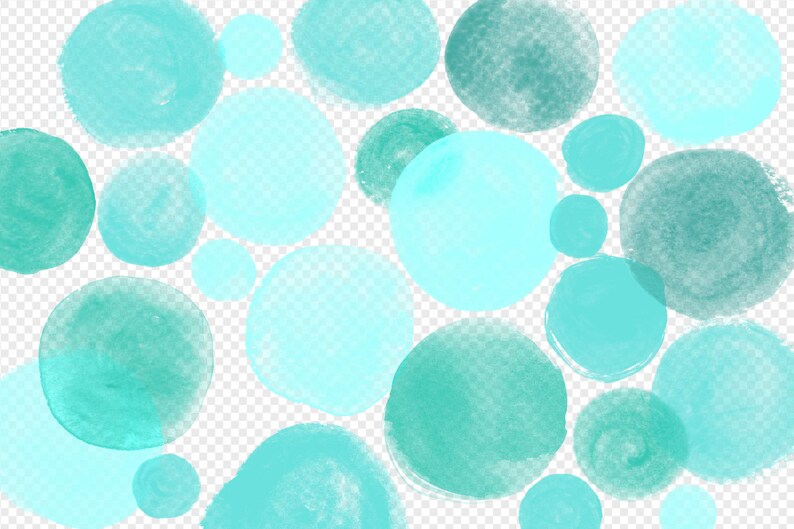 Turquoise Watercolor Circles Clipart, Teal Aqua Blobs (digital PNG) - Etsy