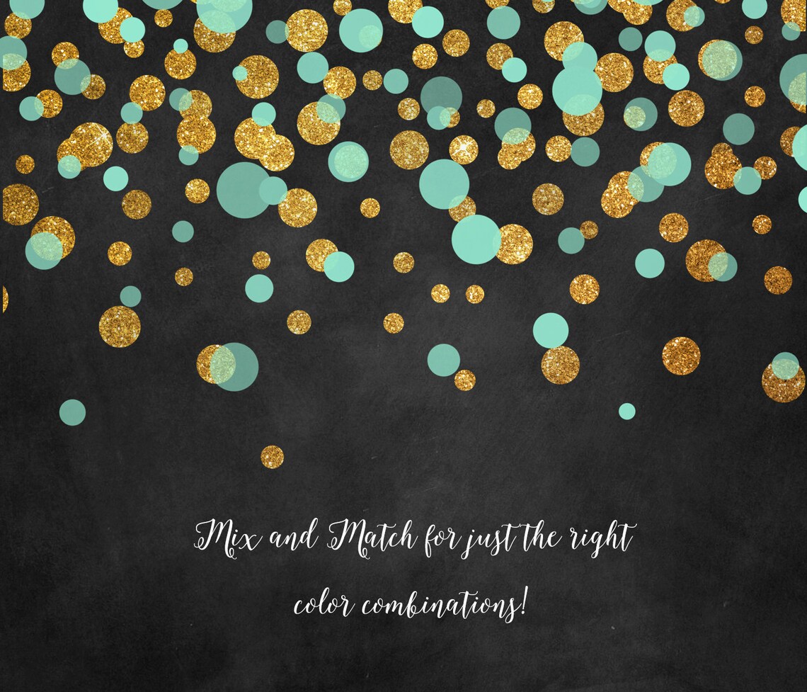 Party Confetti Overlays Clipart Pastel and Gold Foil Silver - Etsy