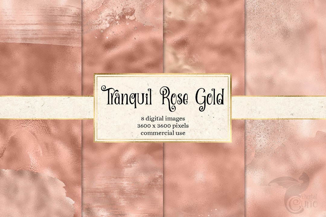 Tranquil Rose Gold Digital Paper, Glitter and Foil Backgrounds on Ombre ...